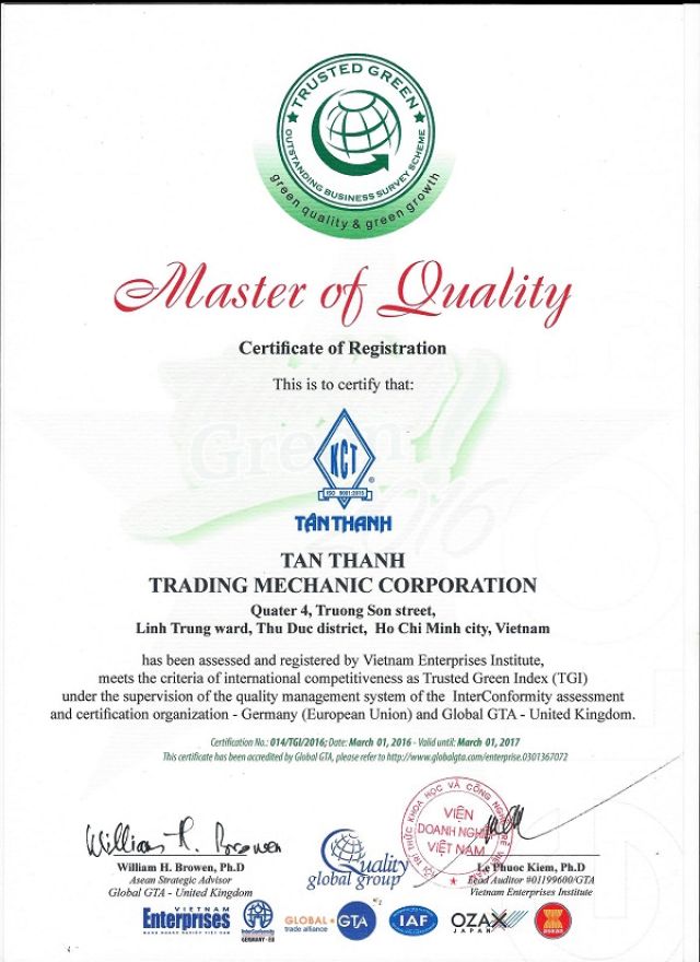 Tân Thanh Container đạt chứng nhận “Trusted Green – Chỉ Số Tín Nhiệm ...