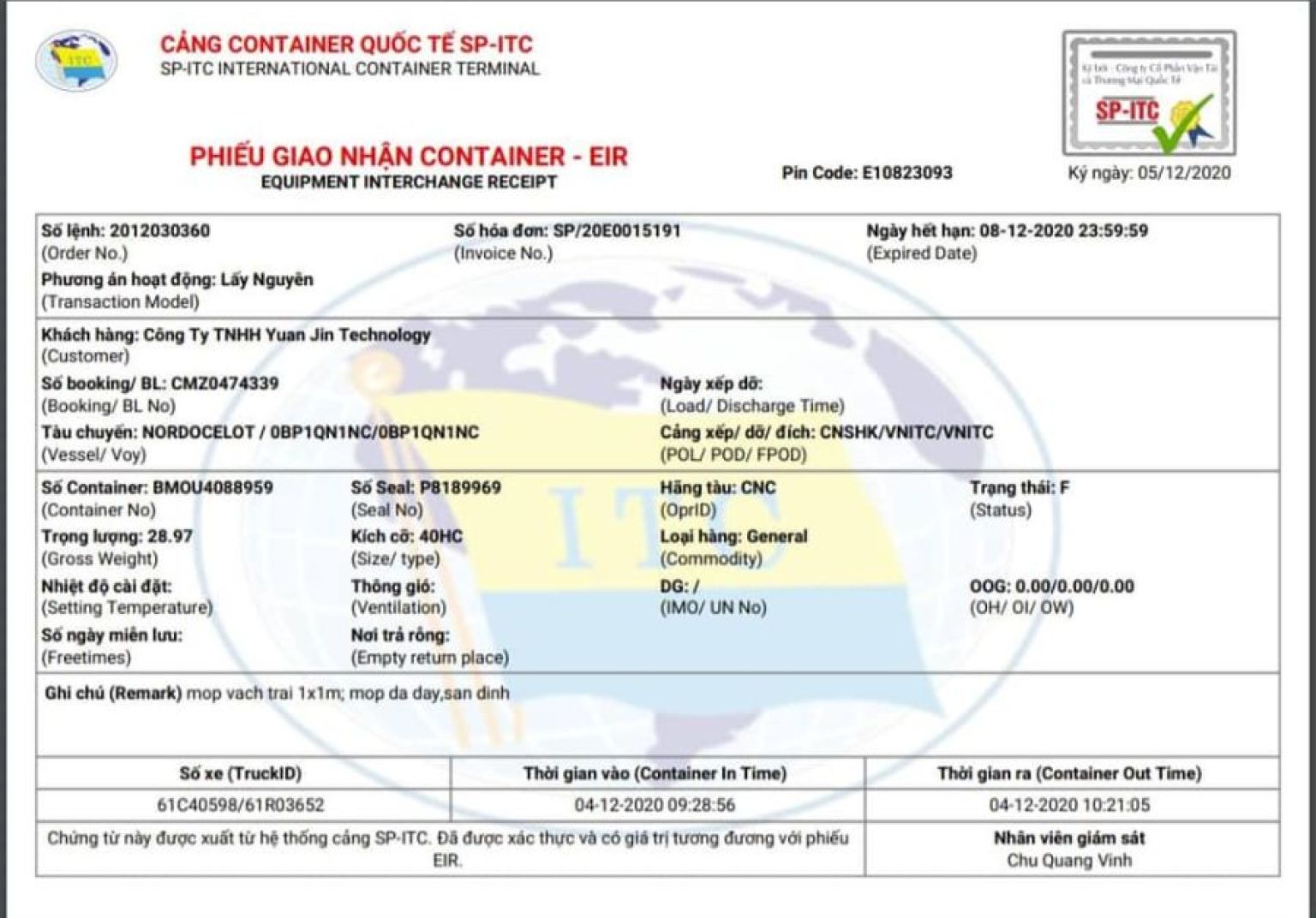 Phiếu giao nhận Container EIR là gì? Thông tin chi tiết