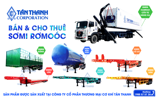 Somi Romooc bồn chở hóa chất Tân Thanh, dung tích lên đến 4 m3